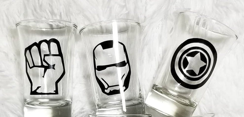 Marvel Set, Bar Glass Set, Iron man, Thor, Hulk, Captain America, Hawk ...