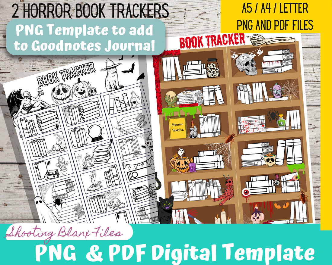 Book Tracker Journal Horror Themed page / Digital Tracker / Bujo / Dig ...